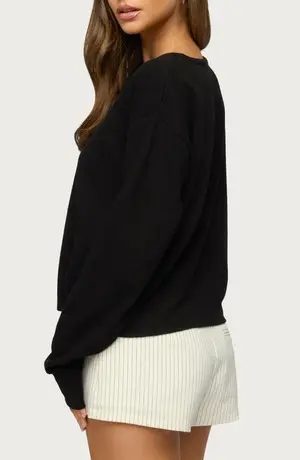 EDIKTED Deni Waffle Knit Henley - Black