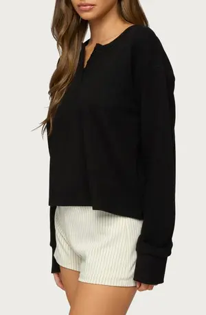 EDIKTED Deni Waffle Knit Henley - Black