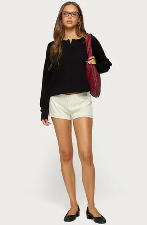 EDIKTED Deni Waffle Knit Henley - Black