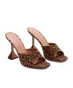 Amina Muaddi 95mm Leopard-print Heeled Sandals - Brown