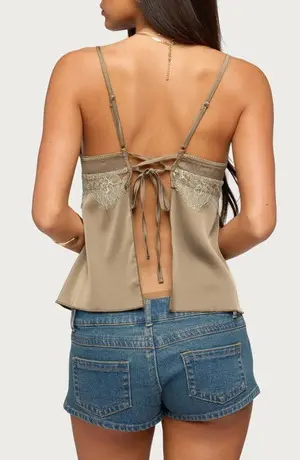 EDIKTED Lace Trim Satin Camisole