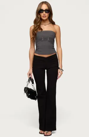 EDIKTED Studded Strapless Cropped Top