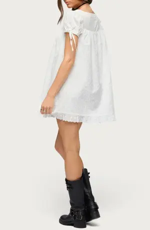 EDIKTED Eyelet Embroidery Mini Dress