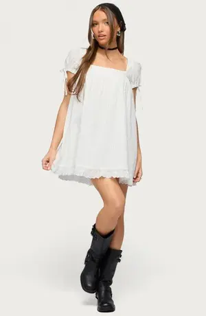 EDIKTED Eyelet Embroidery Mini Dress