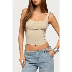 EDIKTED Structured Corset Top With Wide Straps