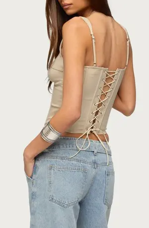 EDIKTED Structured Corset Top With Wide Straps