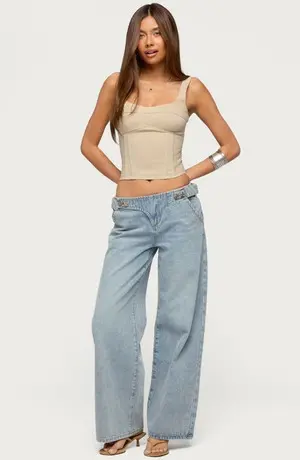 EDIKTED Structured Corset Top With Wide Straps