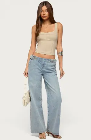 EDIKTED Structured Corset Top With Wide Straps