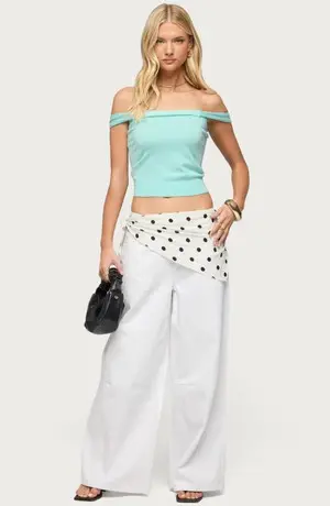 EDIKTED Off The Shoulder Knit Crop Top