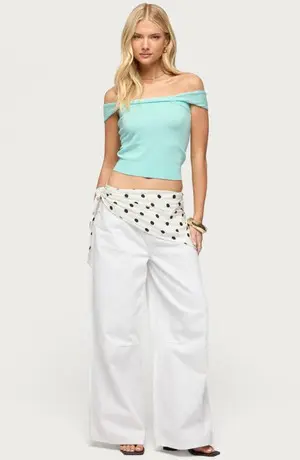 EDIKTED Off The Shoulder Knit Crop Top