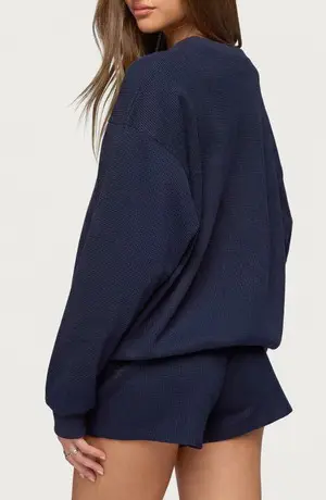 EDIKTED Baila Waffle Knit Henley Top