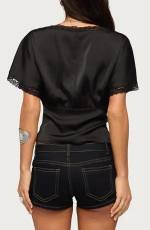 EDIKTED Ihara Lace-trimmed Cinched Waist Top