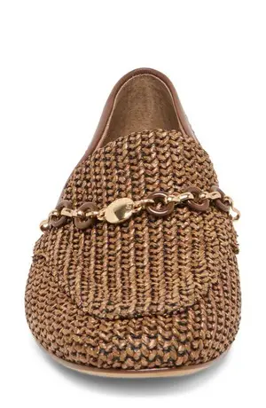 Dolce Vita Kiala Embellished Raffia Loafers - Chocolate Raffia