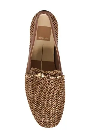 Dolce Vita Kiala Embellished Raffia Loafers - Chocolate Raffia