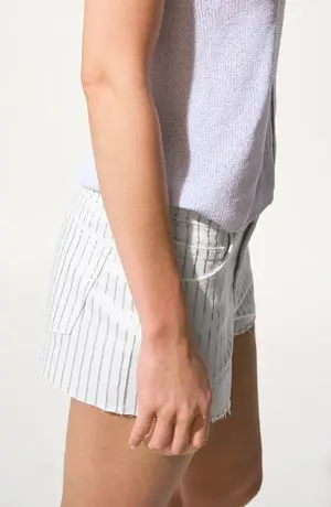 Mango Striped Cutoff Denim Shorts