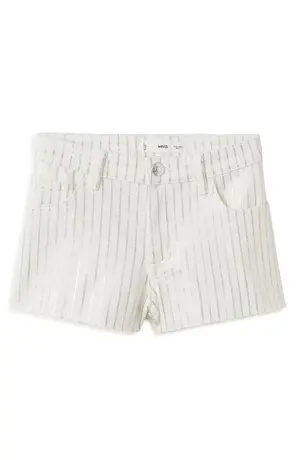Mango Striped Cutoff Denim Shorts