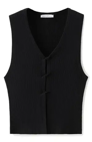 Mango Cutout Sleeveless Ribbed Top