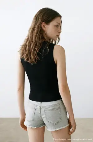Mango Cutout Sleeveless Ribbed Top
