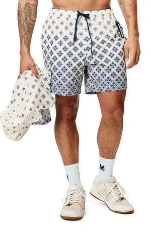 Psycho Bunny Tobias Geo Print Swim Trunks - Pristine