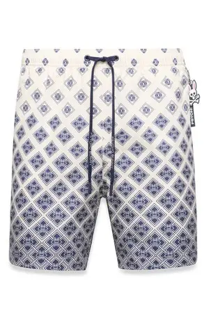 Psycho Bunny Tobias Geo Print Swim Trunks