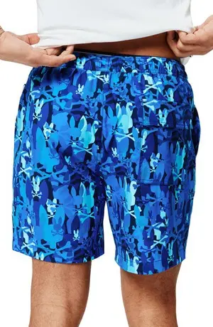 Psycho Bunny Tanner Camo Bunny Print 6-inch Swim Trunks