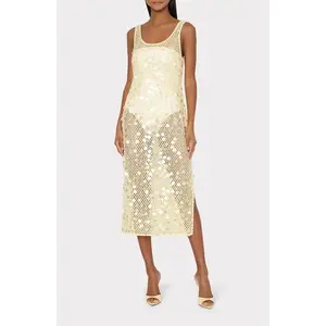 MILLY Paillette Sheer Cover-up Midi Dress - Yellow