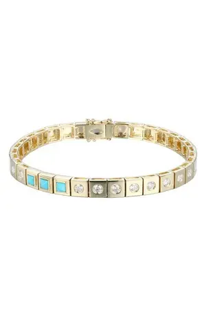 TYPE JEWELRY Gold Diamond And Id Bracelet - Turquoise