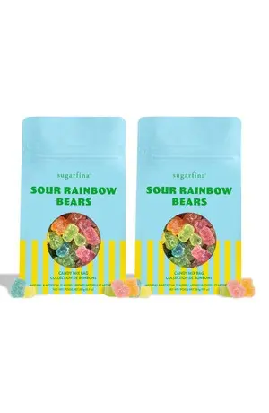 SUGARFINA Set Of 2 Sour Rainbow Bears Gummy Candy - No Color