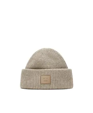 Acne Studios Square Patch Beanie Hat - Taupe