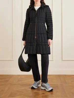 Moncler Menthelong Vertical-quilted Hooded Down Jacket