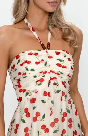 PS BY CUPSHE Cherry Print Halter Neck Dress