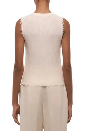 Helmut Lang Raw Edge Linen Blend Sweater Tank - Ivory