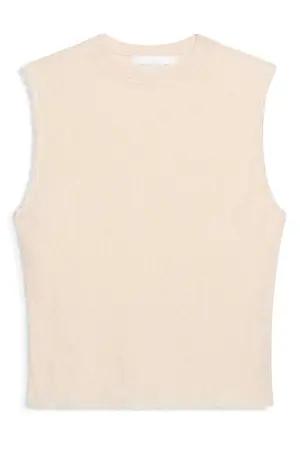 Helmut Lang Raw Edge Linen Blend Sweater Tank - Ivory