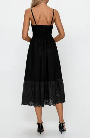 PS BY CUPSHE Lace Fit & Flare Cotton Midi Dress