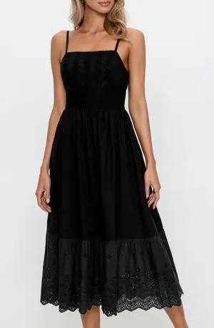 PS BY CUPSHE Lace Fit & Flare Cotton Midi Dress