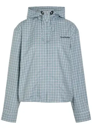 Acne Studios Plaid Drawstring Hooded Cotton Jacket - Blue