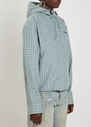Acne Studios Plaid Drawstring Hooded Cotton Jacket