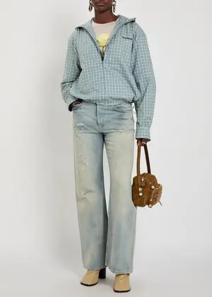 Acne Studios Plaid Drawstring Hooded Cotton Jacket