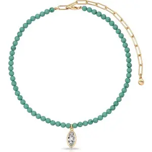 Ettika Marquise Beaded Necklace With Crystal Pendant - Turquoise