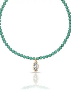 Ettika Marquise Beaded Necklace With Crystal Pendant