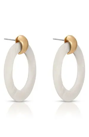 Ettika Mother-of-pearl Open Ring Hoop Earrings