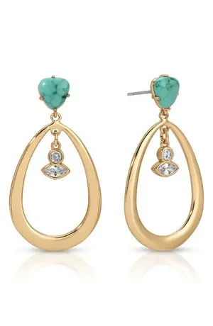 Ettika Oval Drop Earrings With And Crystal Accents - Turquoise