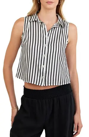 Bella Dahl Sleeveless Stripe Button-up Shirt