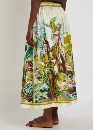 ALEMAIS Alemasis Jungle Boogie Printed Silk Culotte Trousers