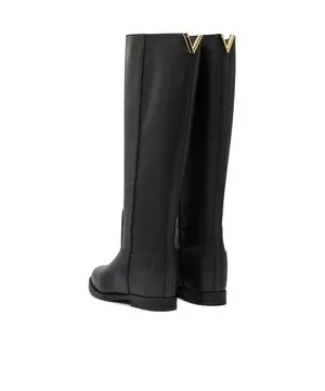 VIA ROMA 15 Round-toe Knee-high Boots With V-shaped Logo Detail