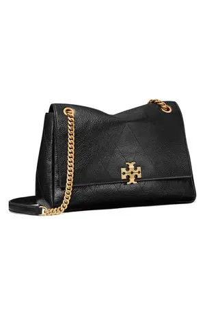 Tory Burch Charlie Quilted Leather Shoulder Bag - Black