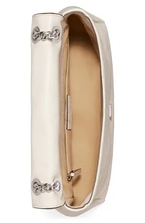 Tory Burch Charlie Quilted Leather Shoulder Bag - Light Cream