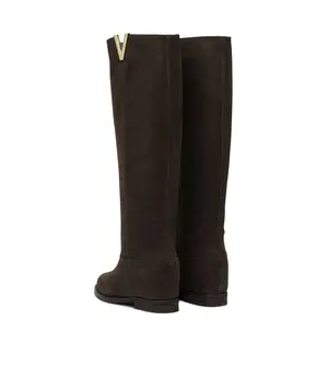 VIA ROMA 15 Knee High Leather Boots - Black
