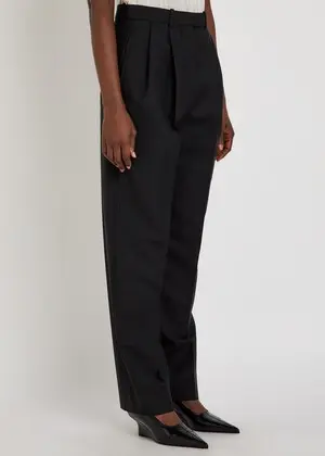 Givenchy Pleated Tapered-leg Wool And Mohair-blend Trousers