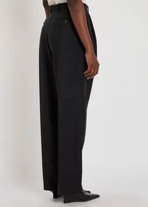 Givenchy Pleated Tapered-leg Wool And Mohair-blend Trousers